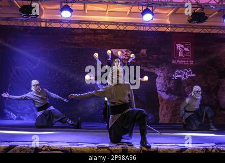 Palestinians perform Dabkeh dance during a celebration of International ...