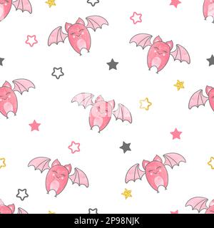 Cute watercolor flying bats pattern. Vector seamless background for ...