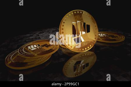 Fight Out crypto FGHT cryptocurrency gold coin on green screen ...