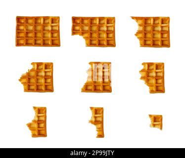 Broken Belgian Waffle Isolated, Square Waffled Cookie, Soft Golden ...