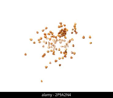 Heap of buckwheat grains on white background Stock Photo - Alamy