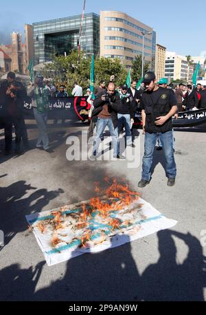 An anti United Nations demonstration around Ataturk Square is shown ...