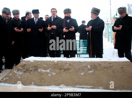 Chechen leader Ramzan Kadyrov, the later president, at the entrance to ...