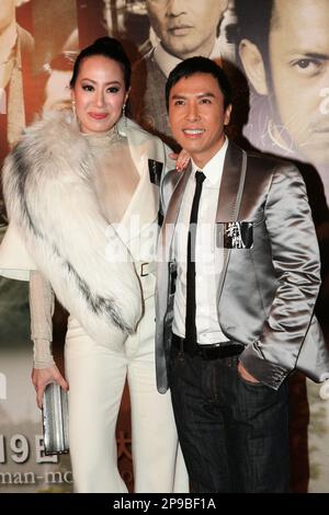 Donnie Yen, his wife Cissy Wang and his daughter Jasmine attending the 5th amfAR Gala Hong Kong ...