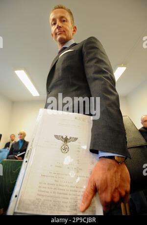 Friedrich zu Solms-Baruth holds documentation regarding his grandfather ...