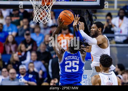March 9, 2023: Duke Blue Devils forward Mark Mitchell (25), right ...