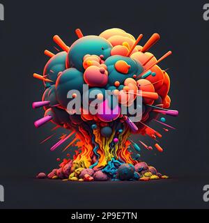 Bomb Explosion colorful papercraft, minimal creative concept. Handmade ...