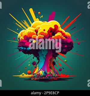 Bomb Explosion colorful papercraft, minimal creative concept. Handmade ...