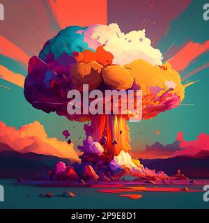 Bomb Explosion colorful papercraft, minimal creative concept. Handmade ...