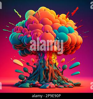 Bomb Explosion colorful papercraft, minimal creative concept. Handmade ...