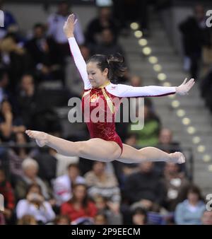 STUTTGART, Germany - China's Cheng Fei performs on the vault in the ...