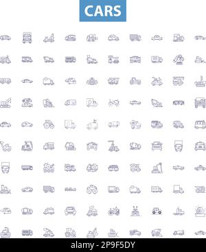 Cars line icons signs set. Design collection of Automobile, Sedan, SUV ...