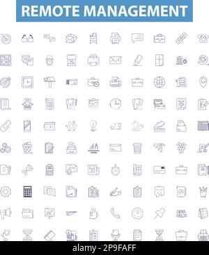 Remote management line icons signs set. Design collection of Remote ...