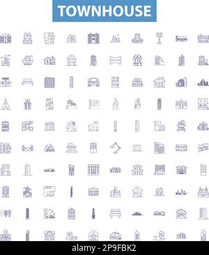Townhouse line icons signs set. Design collection of Townhome ...