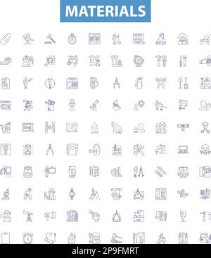 Materials line icons signs set. Design collection of Materials, Fabric ...