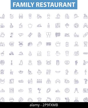 Family restaurant line icons signs set. Design collection of family, restaurant, dining, eatery ...