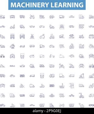 Machinery learning line icons signs set. Design collection of Machine ...