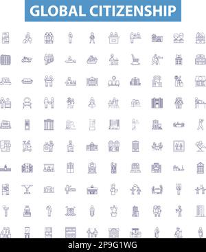 Global citizenship line icons signs set. Design collection of ...
