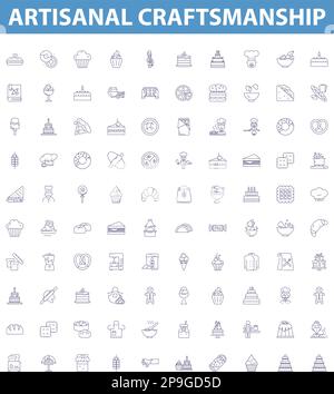 Artisanal craftsmanship line icons signs set. Design collection of ...