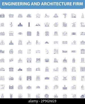 Engineering and architecture firm line icons signs set. Design ...