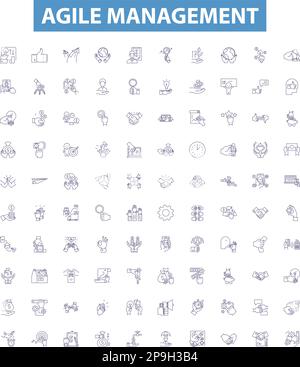 Agile development line icons, signs set, vector. Agile development ...