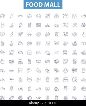 Food mall line icons signs set. Design collection of Eatery, Gastronomy ...