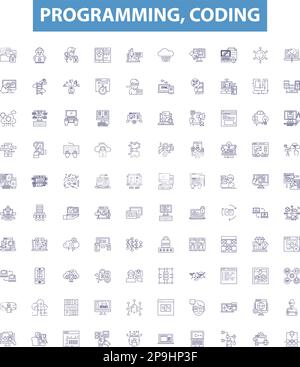 Logic line vector icons and signs. Reason, Deduction, Inference ...