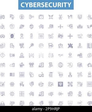 Cybersecurity line icons signs set. Design collection of Cybersecurity, Network, Security ...