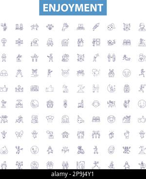 Enjoyment line icons signs set. Design collection of Delight, Rejoice ...