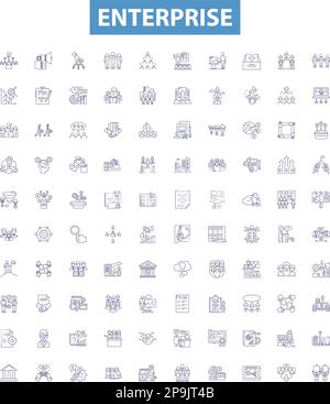 Enterprise line icons signs set. Design collection of Enterprise, business, company ...