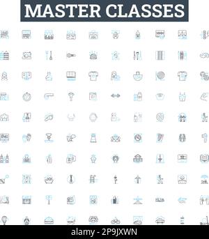 Master Classes vector line icons set. Masters, Classes, Learning ...