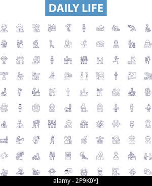 Daily activities line icons signs set. Design collection of Routine ...