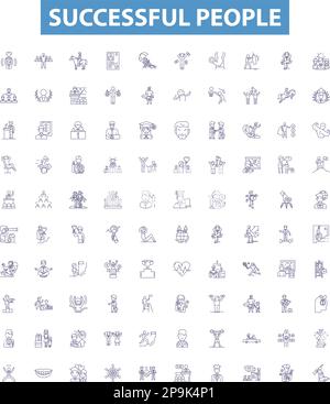 Successful people line icons signs set. Design collection of achievers ...