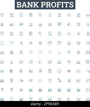 Bank profits vector line icons set. Bank, Profits, Gain, Return, Yield ...