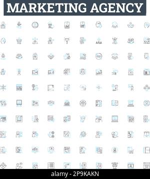 advertising agency concept icons, signs, outline symbols, concept ...