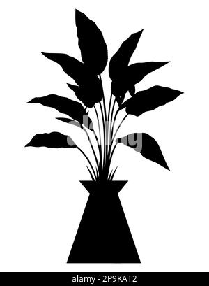 Potted plant silhouette, Potted tree silhouette, Indoor plant silhouette, Potted plan vector ...