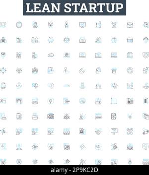 Lean startup vector line icons set. Lean, Startup, Iterate, MVP, Agile ...