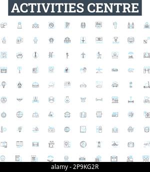 Activities centre vector line icons set. Activity, Centre, Outdoors ...
