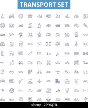 Haulage line icons collection. Cargo, Trucking, Transport, Logistics ...