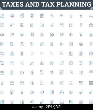 Taxes and tax planning vector line icons set. Taxes, Taxation, Taxation ...