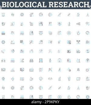 Biological research vector line icons set. Biology, Research ...