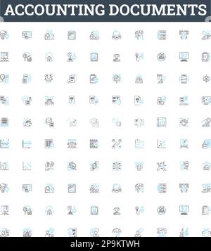 Accounting documents vector line icons set. Accounts, Vouchers, Ledgers, Journals, Invoices ...