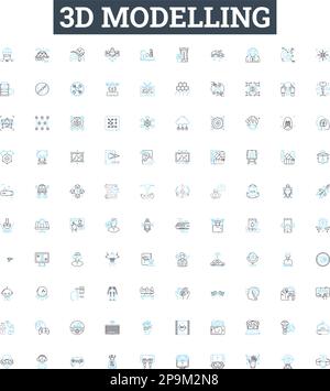 3d modelling vector line icons set. 3D, Modelling, Modeling, CAD ...