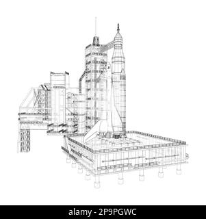 Space Rocket on launch pad Stock Photo - Alamy