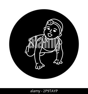The girl is crawling black line icon. Toddler development. Early ...