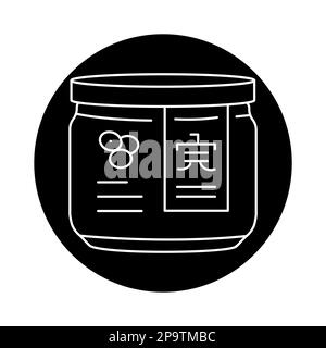 Miso paste in jar black line icon. Asian food. Pictogram for web page ...