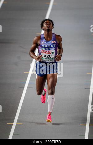 Jeremiah AZU of Great Britain 60m Men Heat during the European ...