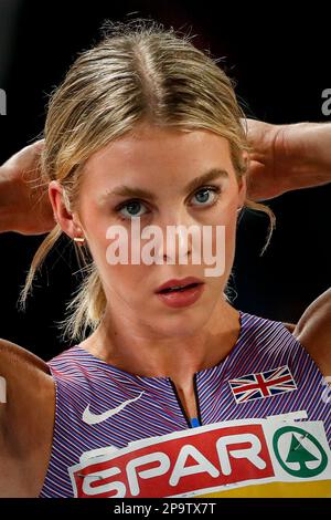 Keely Hodgkinson of Great Britain reacts after competing in the 800m ...