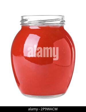 Delicious rowan jam in glass jar on white background Stock Photo - Alamy