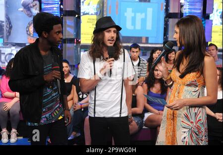 Musicians Shwayze,left, and Cisco Adler pose backstage at MTV Studio's ...